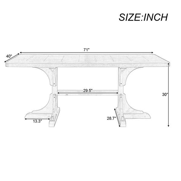 71" Classic Solid Wood Rectangular Dining Table with Curved Base - Bed ...