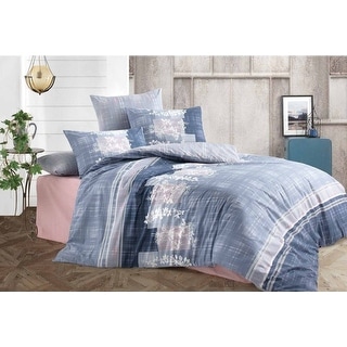 Bahar Branches Blue Cotton Bedding Set of 4 - Bed Bath & Beyond - 36908633