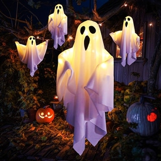 Halloween Light Up Hanging Ghost Pendant Decorations Lamp with LED ...