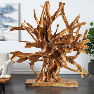 Brown Teak Wood Handmade Large Oversized Tree Root Floor Abstract ...