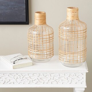 Clear Glass Handmade Rattan Wrapped Vase (Set of 2) - Bed Bath & Beyond ...