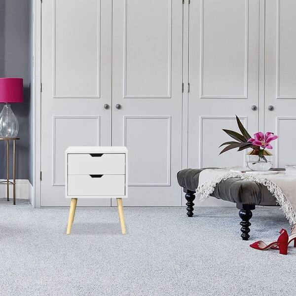 2 Drawer storage cabinet White night stand MDF table side - Bed Bath ...