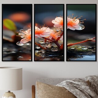 Blooming Apple Blossom Morning Dew Cloe - Apple Blossom Wall Art Set Of ...