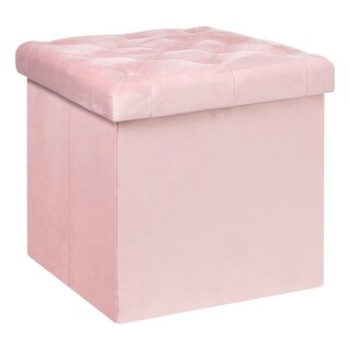 Storage Ottoman Cube, Velvet Tufted Folding Ottomans with Lid ...