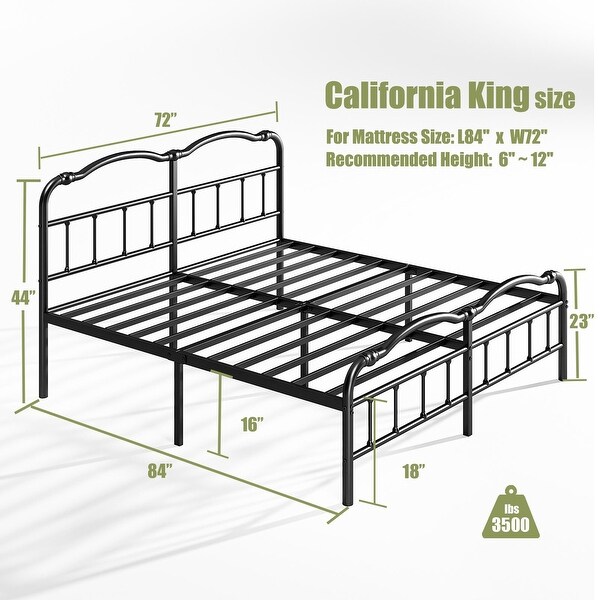 Heavy Duty Anti Sway 18 Inch High Steel Tube Iron Bed Double Wave Headboard And Footboard On Sale Bed Bath Beyond 40116484