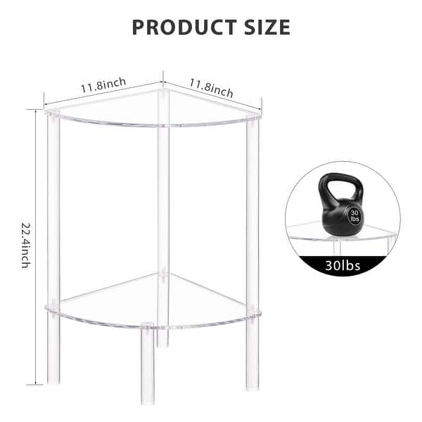 Acrylic Triangle End Table - 2 Tier Corner Side Table - Small Corner ...