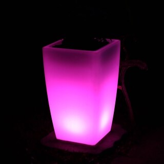 Sunnydaze LED Color-Changing Square Flower Pot - Rechargeable - 19-Inch ...