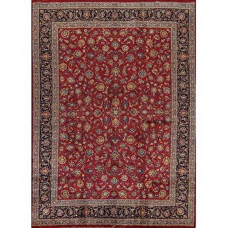 Vegetable Dye Red Kashan Persian Vintage Rug Hand-Knotted Wool Carpet ...