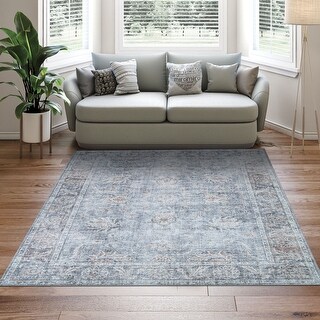 Dream Decor Rugs Legion Misty Garden Blue Floral Non Skid Area Rug ...
