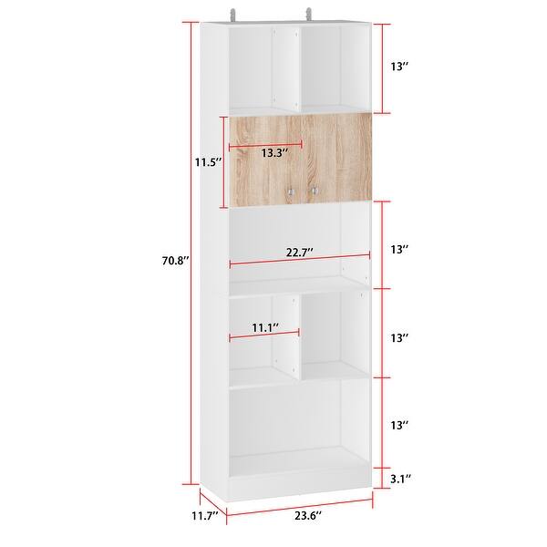 White and Wood Grain Modular Office Cabinet Combo Bookshelves Display ...