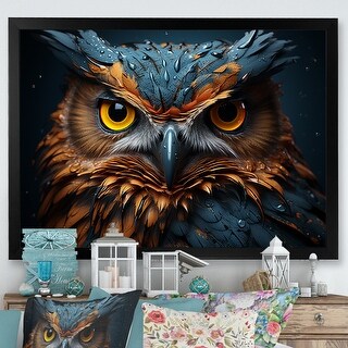 Designart "Owls Wisdom Portrait I" Animals Owl Framed Wall Art Living ...