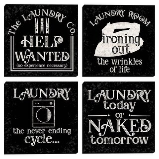 Laundry Room Humor Black Set of 4 by Tara Reed Canvas Art Prints - Bed ...