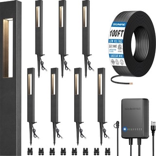LED Lighting Kit, 8-Pack Pathway Lights with Transformer & 100FT 16/2 ...