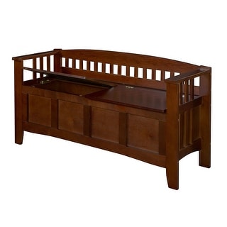 Split Seat Storage Accent Bench in Walnut Wood Finish - Bed Bath ...