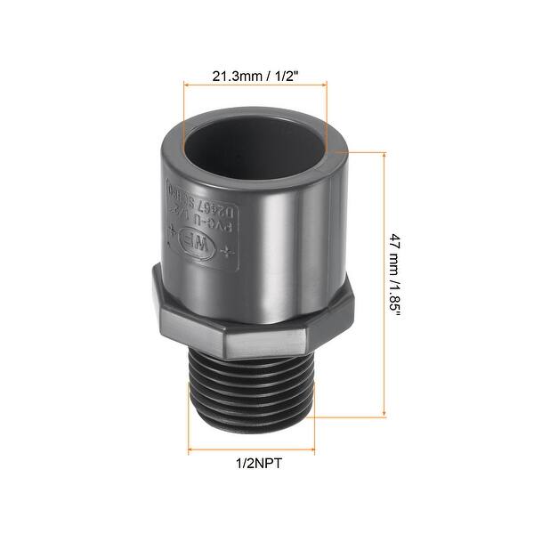 PVC Pipe Fitting Male Thread Socket Straight Connector Gray - Bed Bath ...