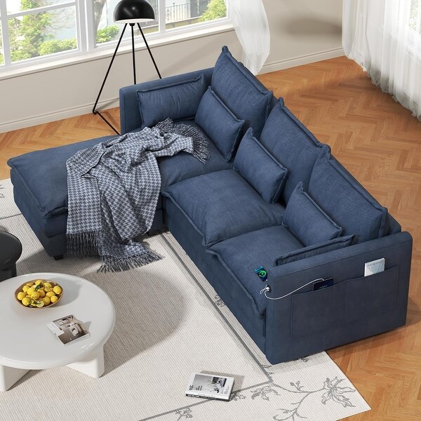 Modular Sectional Sofa L Shaped Couch 3 4 Seat Sofa Set with Ottoman Chenille Fabric On Sale Bed Bath Beyond 40871036