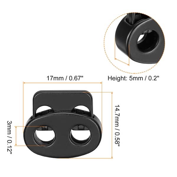 10Pcs Alloy Spring Cord Lock Ends Toggle for Shoelaces Black 17x14.7mm ...