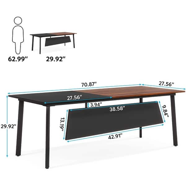 70 Inches Home Office Desk Large Computer Desk Wood Conference Table ...