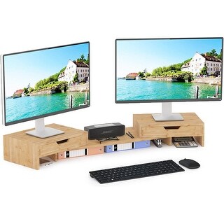 GEZEN Wood Monitor Riser with Drawer Adjustable Length & Angles, Desk ...