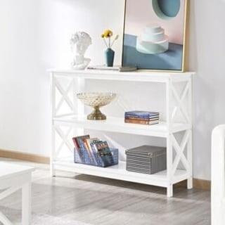 3 Tier Console Table Side Narrow Long Table Living Room/Entryway White ...