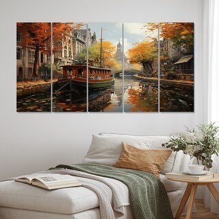 Designart "Orange Canal Waterways Palette" Canals Multipanel Wall Decor ...
