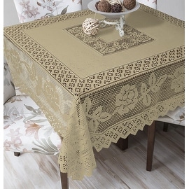 Tablecloth Grega Design Brazilian Lace 59x59 Inches Ocher (Light Brown ...