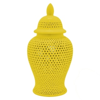 Plutus Brands Ceramic Jar - Yellow in Yellow Porcelain - Bed Bath ...