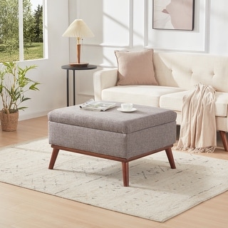 Mid-Century Modern Large Square Storage Ottoman with Lid Lifting ...