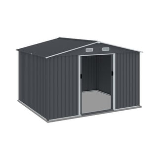 Large Metal Garden Shed Storage Shed Outdoor Tool Shed with Sliding ...