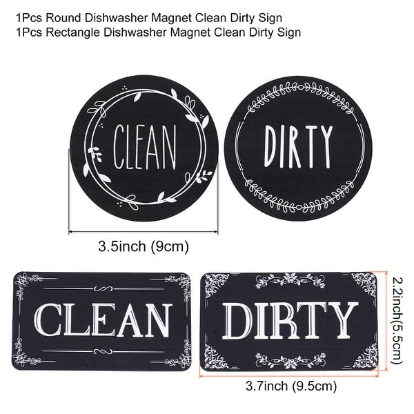 Dishwasher Magnet Clean Dirty Sign Black-Black Double-sided Use 1set ...