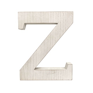 16" Distressed White Wash Wooden Initial Letter Z Sculpture - 15.8" x ...