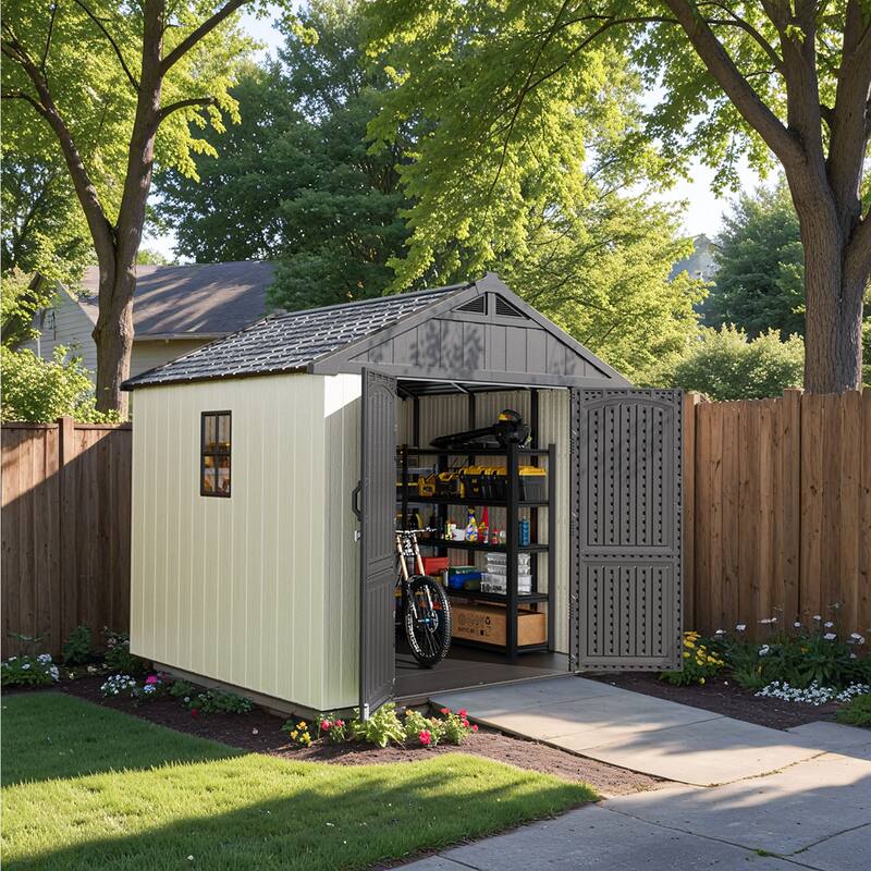 Patiowell 8' x 6' / 8' x 8' / 8' x 10 '/ 8' x 12' Plastic Outdoor Shed ...