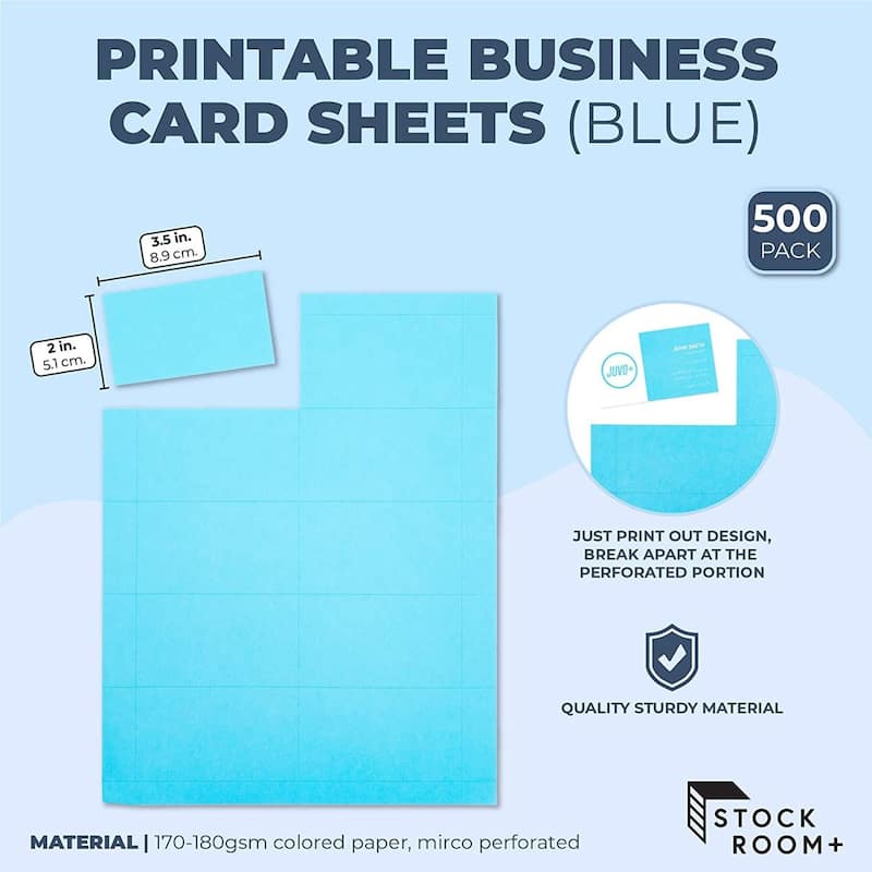 Stockroom Plus Blue Business Cards, 50 Sheets of Printable Cardstock ...