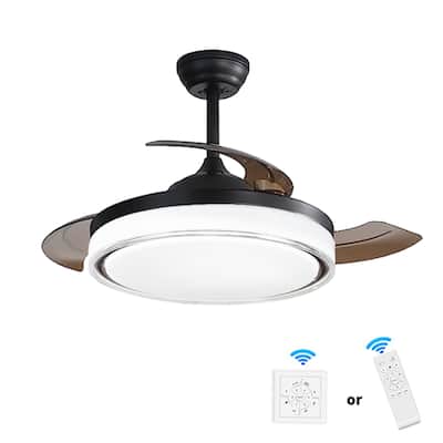 42 in. Black Frame Retractable Ceiling Fan with Remote Control - Bed ...
