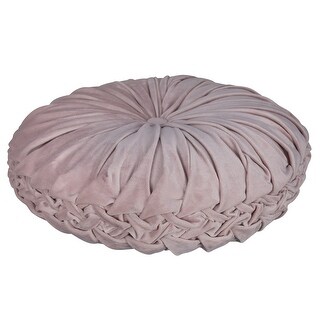 HomeRoots Light Pink Round Tufted Velvet Pillow - Bed Bath & Beyond ...