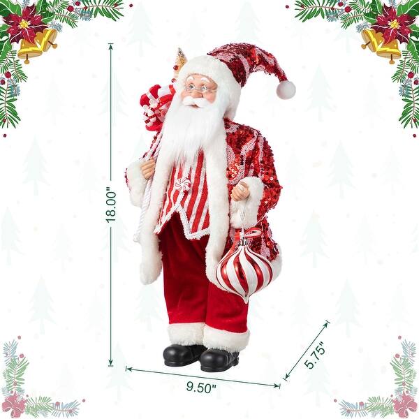 Glitzhome Christmas Lifelike Standing Santa Figurine Table Top Decor ...
