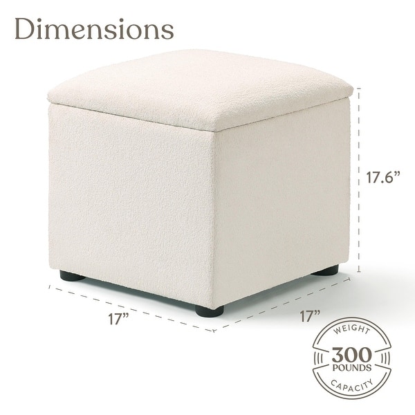 Boucle Square Storage Cube Ottoman in Cream - Bed Bath & Beyond - 38207119