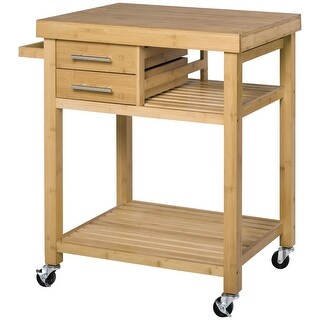 Bamboo Kitchen Island Cart on Wheels - Bed Bath & Beyond - 41481166