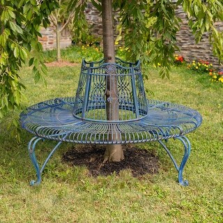61.5" Victorian Style Round Metal Tree Bench - 61.42" L x 61.42" W x 34 ...