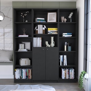 3 Piece Bookcase set, 60" Wide with 13 Shelves and Two-Door Cabinet ...