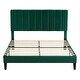 Green Platform Bed Frame with Upholstered Headboard Queen Slat Support ...