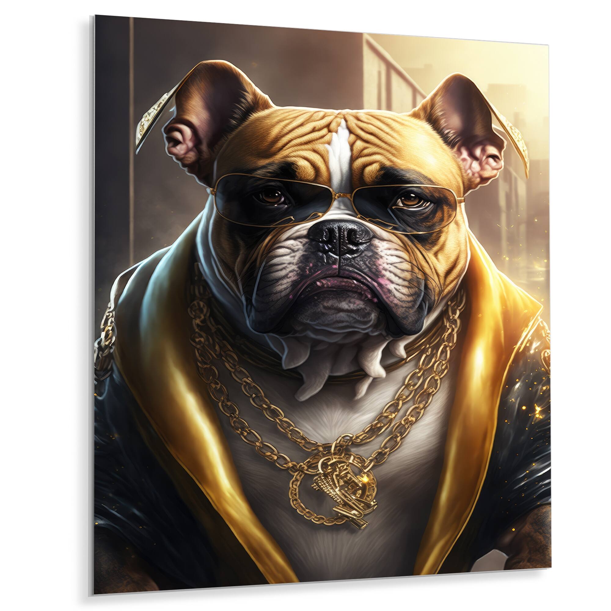 Designart 'Bulldog Gangster In NYC ' Animals Dog Bulldog Gangster Mafia ...