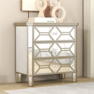 Elegant Mirrored 3-Drawer Chest with Golden Lines - Bed Bath & Beyond ...