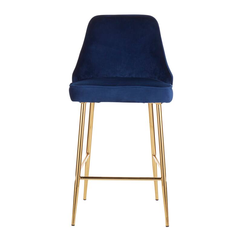 LumiSource Marcel Glam Velvet Gold Metal Counter Stools (Set of 2) - On ...
