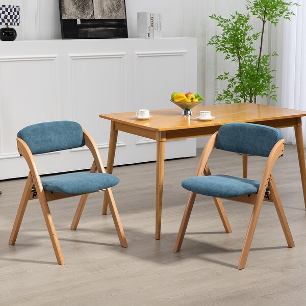 Wooden Stackable Dining Folding Chairs with Padded Seats Set of 2 On Sale Bed Bath Beyond 36678930