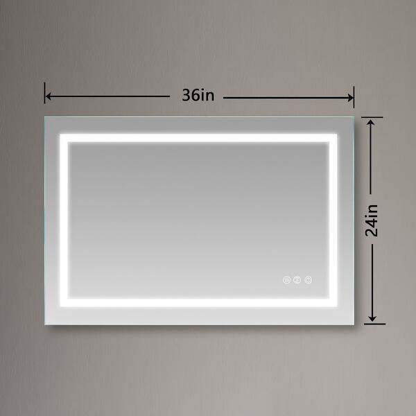 Vertical Wall Mounted Touch LED Light Bathroom Vanity Mirror - 36x24 ...