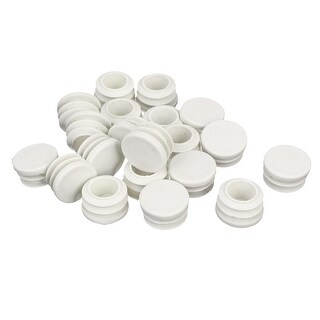 22mm Dia Plastic Blanking End Cap Round Ribbed Tube Insert Plug 20pcs ...