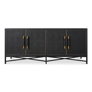 NADAAL STUDIOS Vaughn, Sideboard, Shagreen Patterned Vegan Leather with Brass Legs - 76"W x18"D ...