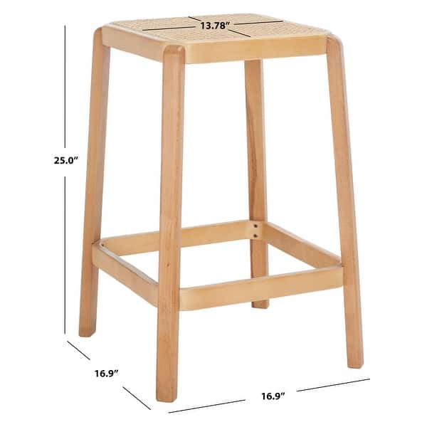 SAFAVIEH Silus Backless Cane Counter Stool - 17" W x 17" D x 25" H ...