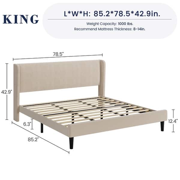 Bed Frame with Vertical Channel Headboard - Bed Bath & Beyond - 41574760